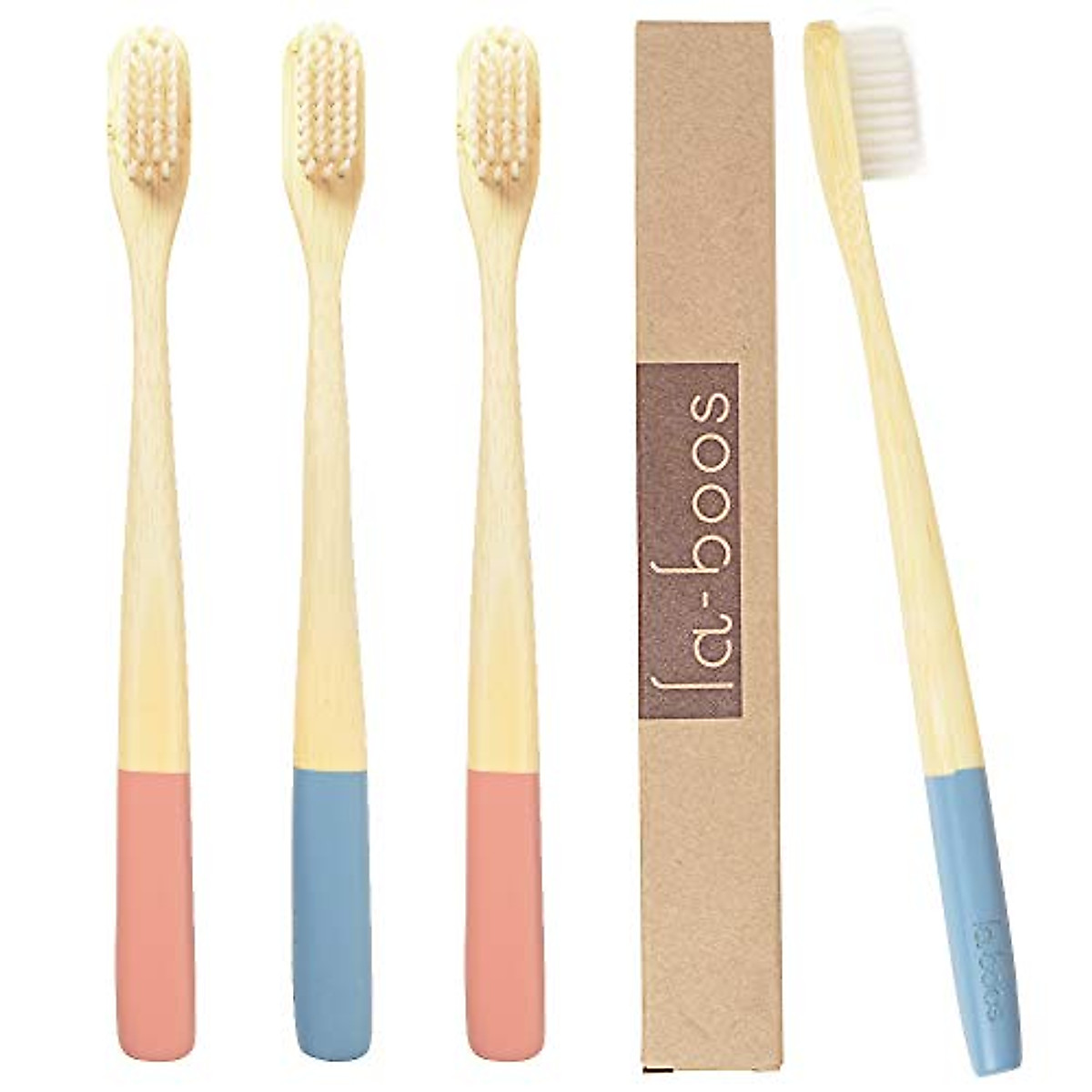 Bamboo Toothbrushes Pack of 4 | eco-Friendly & Biodegradable | Non-Plastic BPA Free Soft Natural Bristles For Gingivitis And Sensitive teeth | Recyclable Eco Toothbrush Men & Women | By laboos