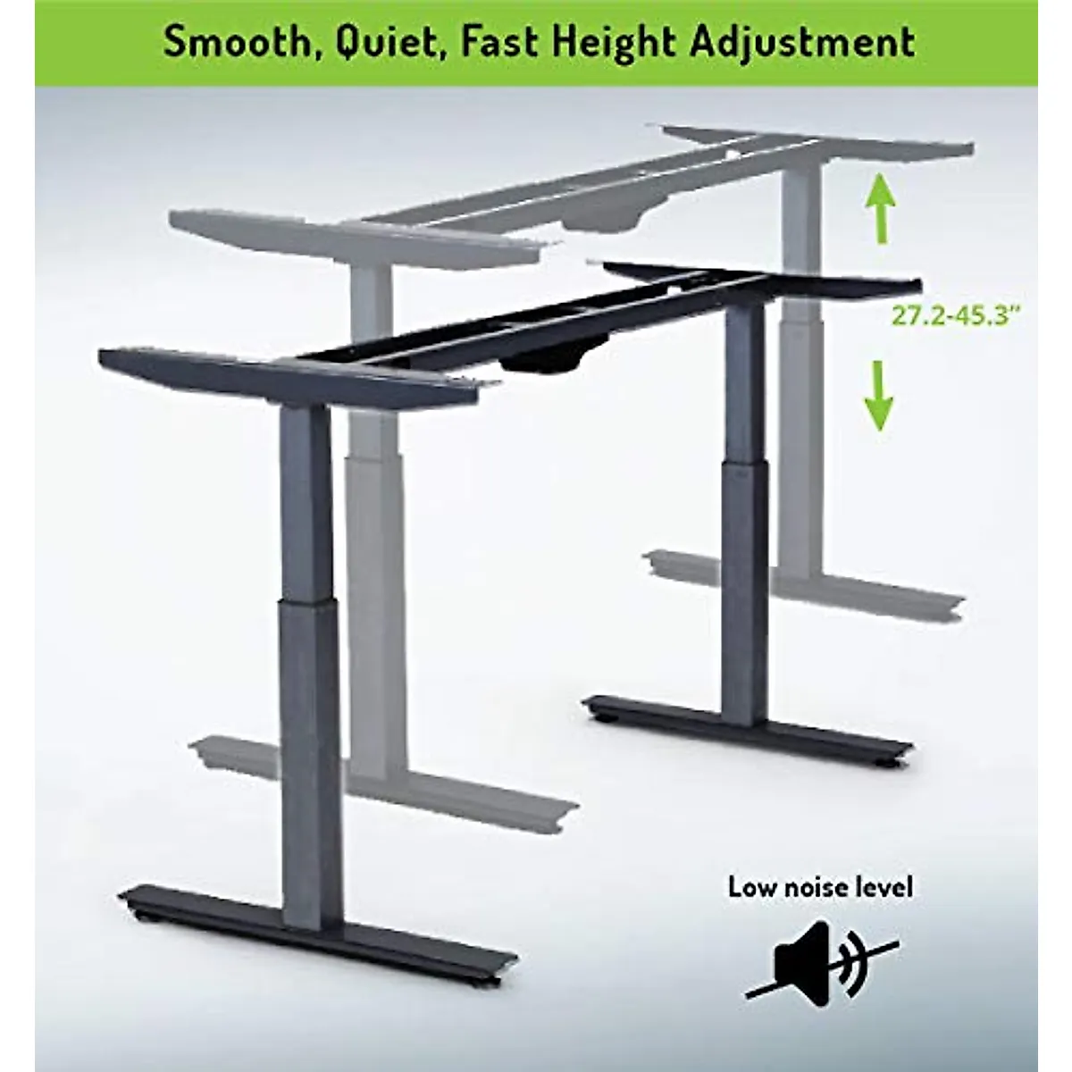 Rise UP Dual Motor Electric Adjustable Height Width Standing Desk Frame with Memory Premium Quality sit Stand up Ergonomic Home Commercial Office Desk Base Legs Base Table no Desktop Computer Black
