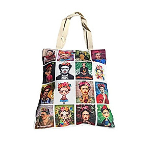 Mexican Artist Frida Inspired Canvas Tote Bag & Matching Accessory Bag - Beautiful Set