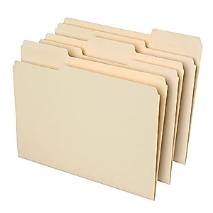 Office Depot File Folders, 1/3 Cut, Letter Size, 30% Recycled, Manila, Pack of 100, 810838