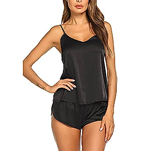 Soft Womens Pajama Sets Lace Pajamas Cami PJS Set Lace Trim Cute Teen Girls Sleepwear Pajama Set for Women