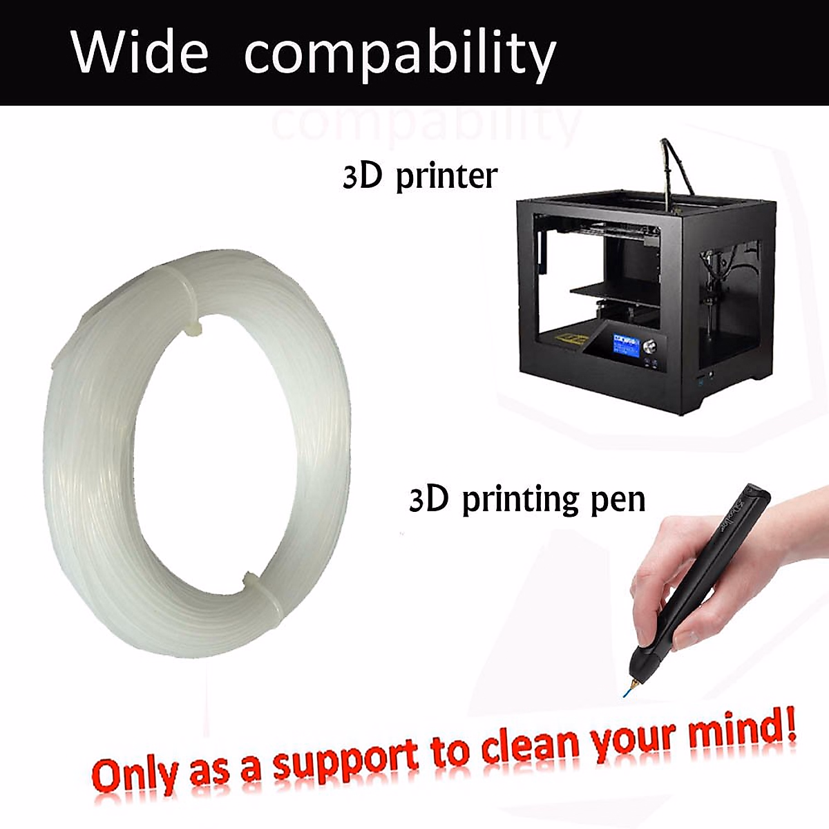 NovaMaker 3D Printer Cleaning Filament 1.75mm Natural, 0.1kg(0.22lb), Dimensional Accuracy +/- 0.05mm, Fit All FDM 3D Printers