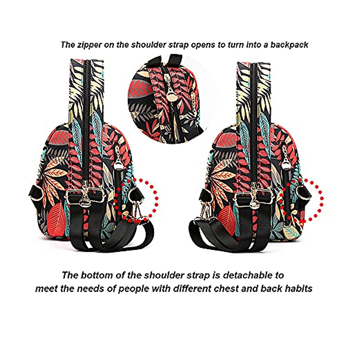 MULTIONS Women Fashion Mini Backpack,Small Backpack Purse for women Travel Shoulder Bags,Waterproof Rucksack Mini Shoulder Bags (Leaves,L)