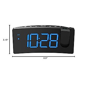 GOLOZA Projection Alarm Clock, Digital Clock with 180° Rotatable Projector, 3-Level Brightness Dimmer, Clear LED Display, USB Charger, Progressive Volume, 9mins Snooze,12/24H, for Bedroom
