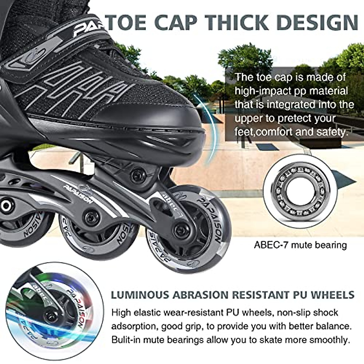 ITurnGlow Adjustable Inline Skates for Kids and Adults with Light up Wheels Beginner Skates Fun Illuminating Roller Skates for Kids Boys and Ladies