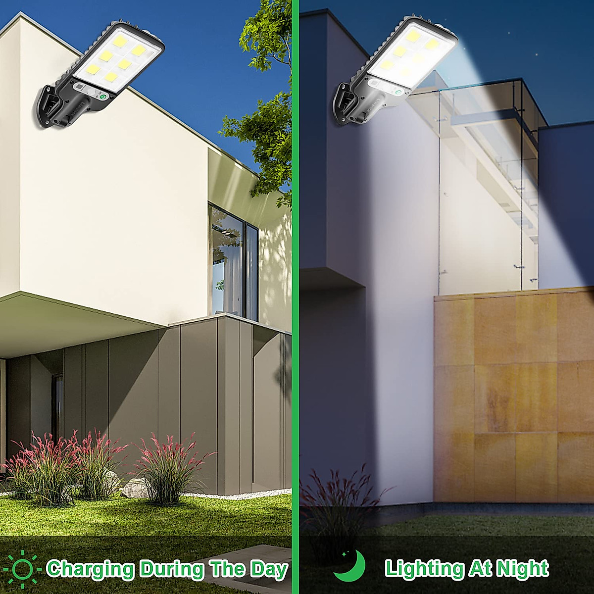 Solar Outdoor Lights - Solar Motion Lights Outdoor IP65 Waterproof with Remote Control, 72COB Outdoor Solar Lights for Yard, Driveway, Garden, Parking Lot, Garage,Pathway