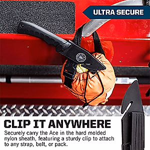 SOG Ace Field Fixed Blade Knife- Full Tang 3.8 Inch Clip Point Blade Survival Knife w/ Cord Cutting Sheath and Easy-Grip Handle (ACE1001-CP), Black