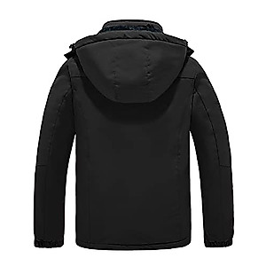 Skieer Men's Waterproof Snowboarding Coat Warm Quilted Ski Coat Windproof Short Winter Jacket(Black,X-Large)