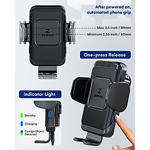 ZeeHoo Wireless Car Charger,15W Fast Charging Auto-Clamping Car Mount,Windshield Dash Air Vent Phone Holder for iPhone 15 14 13 12 Mini 11 Pro Max XS XR