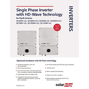 SolarEdge SE5000H-US Single Phase 5000-Watt Grid-Tied Inverter