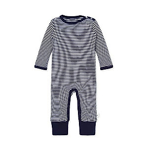 Burt's Bees Baby baby boys Romper Jumpsuit, 100% Organic Cotton One-piece Coverall and Toddler Footie, Navy Classic Stripe, 6-9 Months US