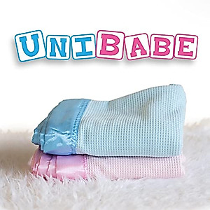 UniBabe Thermal Waffle Weave Baby Blanket with Satin Nylon Trim (Pink), Oversized