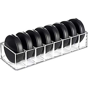 HBlife Clear Acrylic Makeup Compact Organizer, 8 Spaces Vanity Organizer Stand Eyeshadow Pallet Storage for Lipstick Bronzer Powder Highlighter, Skincare Cosmetic Display Cases for Bathroom