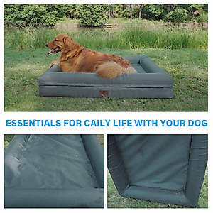 Hygge Hush 100% Waterproof Dog Bed, Washable Dog Bed with Removable Cover and Bolster, Orthopedic Dog Bed with Nonskid Bottom(Grey,42"x30")