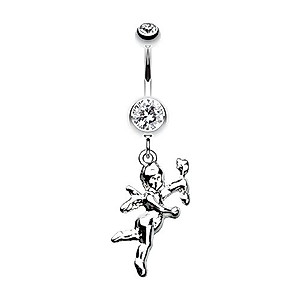 WildKlass Jewelry Cupids Love 316L Surgical Steel Belly Button Ring