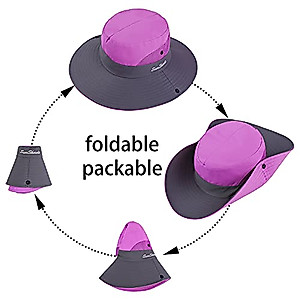 Cooraby 4 Pack UV Women Summer Sun Hat Ponytail Hole Cap Wide Brim Hat Beach Cap for Hiking and Fishing