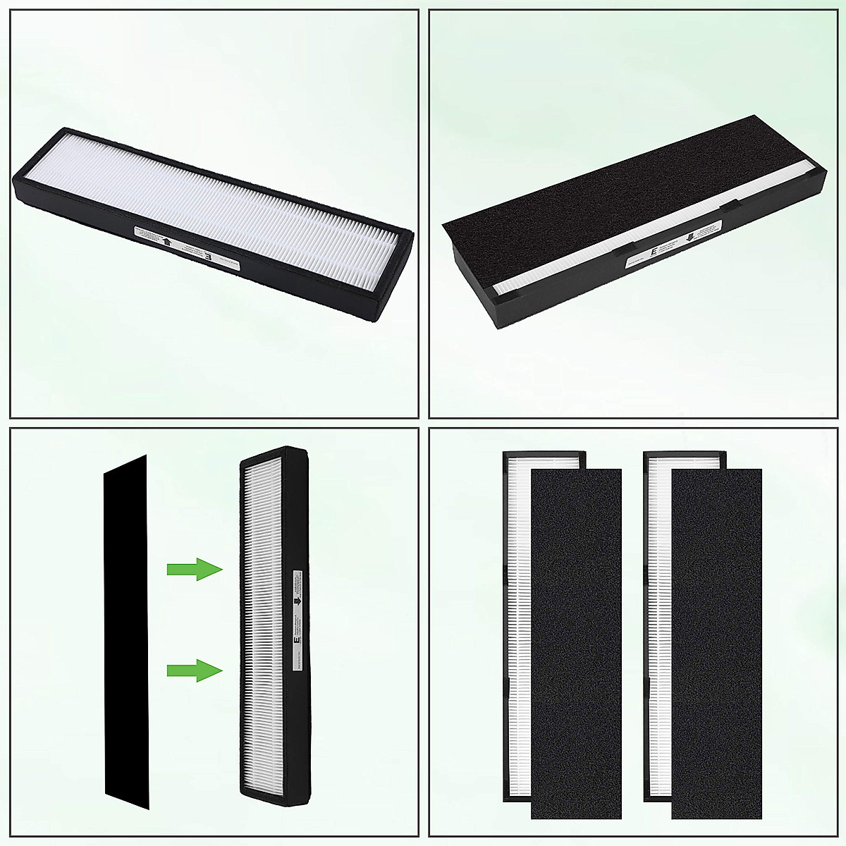 Drolma Size E H13 HEPA Replacement Filter, Compatible with Idylis Air Purifier FIL-GG-125, IAP-GG-125, Fit GermGuardian FLT5000 Series AC5000 Filter C Air Purifiers, 2 HEPA&2 Carbon Pre-filters