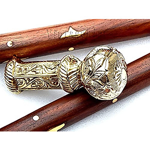 Brass Knob Designer Handle Vintage Style Wooden Walking Stick Cane Gift 3 Fold Wooden Walking Cane