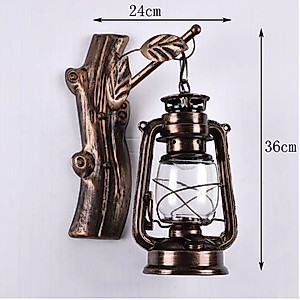 Lanterne Wall Sconce Retro Nostalgic Iron Personality Creative Light Metal Base Glass Lampshade Wall Lamp