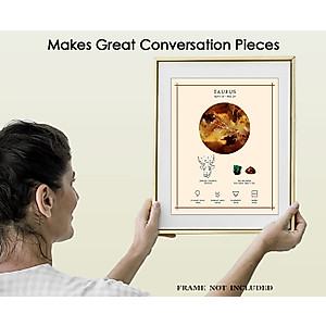 Taurus Zodiac Astrology Poster: Unique Astronomy Boho Wall Art Poster for Home, Office, Bedroom & Living Room Decor - Unframed Posters 11x14"