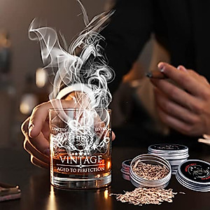 Cocktail Smoker Kit, Whiskey Smoker Kit with Torch, Old Fashion Bourbon Drink Smoker, 4 Flavor Wood Chips Drink Smoker Infuser Kit for Men, Dad, Husband, Friends Gift.