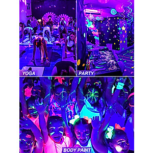 DOREIO Halloween 120V Blacklight Spotlight 15W Outdoor LED Landscape Lighting Dusk to Dawn Photocell Light Sensor with US Plug for Glow Dance Party, Body Paint, Fluorescent Poster, Neon Glow(1 Pack)