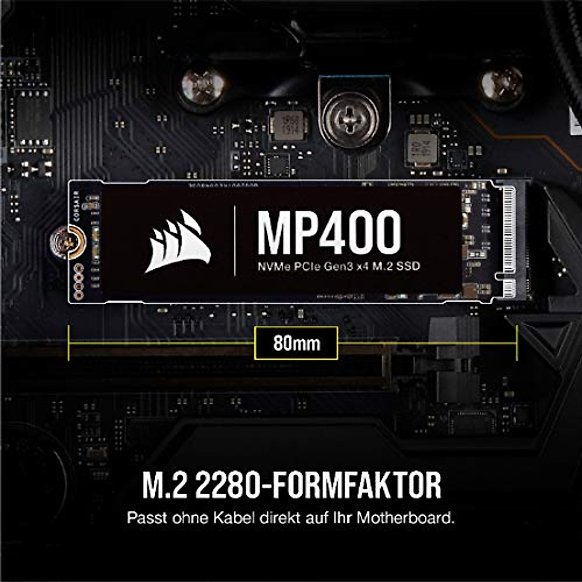 Corsair MP400 8TB M.2 NVMe PCIe x4 Gen3 SSD (Sequential Read Speeds of up to 3,480 MB/s, Write Speeds of up to 3,000 MB/s, High-Density 3D QLC NAND) Black