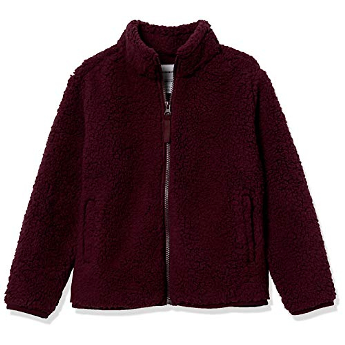 Amazon Essentials Girls' Sherpa Fleece Full-Zip Jacket, Burgundy, X-Small