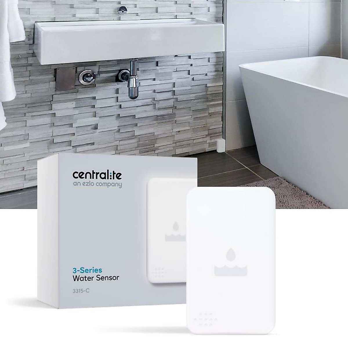 Centralite Water Leak Sensor - Monitors Your Whole Home for Leaks - Detects Water Leaks in the Kitchen, Bathroom, Basement, Or Laundry Room - Works With Smartthings, Hubitat, Ezlo, Vera, and Zigbee