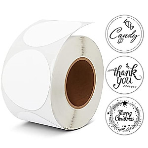 Dadarolly 2'' Round Thermal Labels, Circle Sticker Labels for Thank You Stickers Inventory, DIY Logo and Color Coding, Compatible with Munbyn, Rollo, Idrpt, Lablerange, Zebra, White, 1 Roll 500 Labels