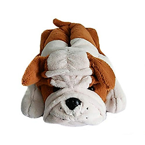 Fuzzy Winter Indoor Animal Dog Slippers for Big Kids Boys Girls, Bulldogs(Big Kid Size 3-5, Brown)