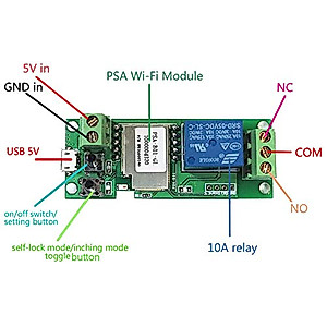 Onyehn SONOFF USB 5V DIY 1 Channel Jog Inching Self-Locking WiFi Wireless Smart Home Switch APP Remote Control Module for iOS/Android