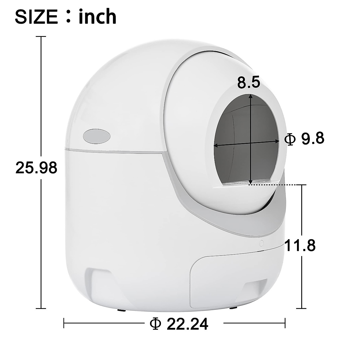Self-Cleaning Cat Litter Box, Large Automatic Cat Litter Box for Multiple Cats, Cat Robot Litter Box with Cover, APP Control Smart Cat Litter Box with Garbage Bags/Brush, Smart Health Monitor