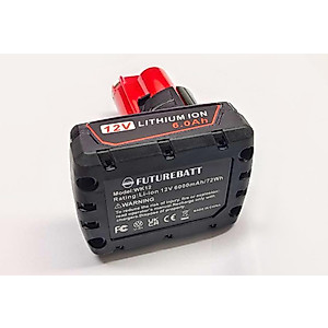 HIGH QUALITY FUTUREBATT FUTUREBATT [2Pack Battery Replacement for Milwaukee M12 Lithium 6.0Ah (6000mAh) 12V Battery Upgraded Power Tools 48-11-2420 48-11-2410 48-11-2411 48-11-2401 48-11-2402