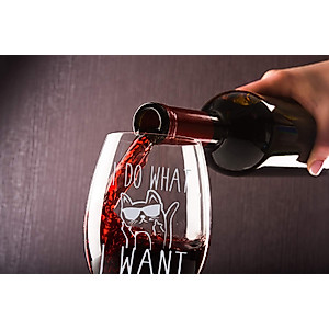 I Do What I Want - Funny 15oz Stemless Crystal Wine Glass - Fun Wine Glasses with Sayings Gifts for Women
