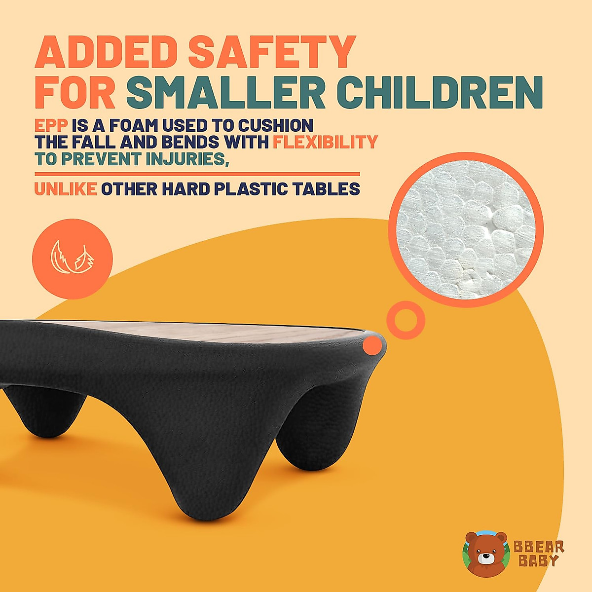 Bbear Baby Children's Table - Perfect for Play, Classroom Table, Toddlers and Childrens Table, Indoor Outdoor Play Table, Designed for Age 0-5, Black