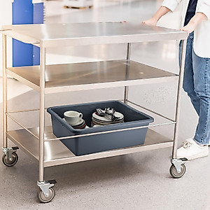 Ziliny 6 Pcs Commercial Bus Tubs Gray Plastic Heavy Duty Bus Box Restaurant Large Bus Tubs Wash Basin Dish Tubs with Handles for Kitchen Restaurant Home Daily Use Hotel Organization Storage