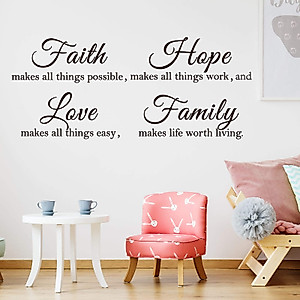 3 Sheets Vinyl Wall Quote Stickers Love Family Inspirational Wall Stickers Motivational Wall Decals Bible Verse Inspirational Sayings for Home School Wall Decorations (Classical Style)