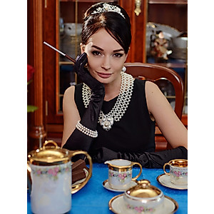 Zhanmai 3 Pairs 20s Satin Gloves Dress Gloves Costume Stretchy Long 1920s Opera Gloves for Women Banquet Bridal Wedding(Black)