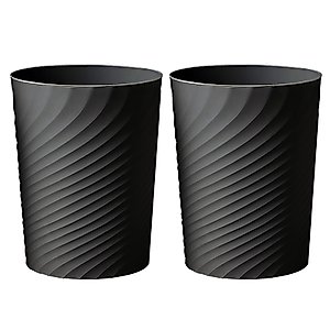 HOLTPHILI Small Bathroom Trash Can 1.8 Gallon Wastebasket Recycling Bin for Bedroom Office Kitchen (Black,2 Pack)
