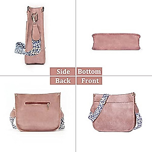 Crossbody Bags for Women Designer Leather Hobo Bag With 2 Adjustable Purse Strap Inside Zipper Pockets Crossbody Purse (Pink)