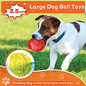 WOWBALA Dog Ball Toys 2Pack : Large Dog Chew Toys for Aggressive Chewers - Tough Pool Floating Dog Balls - Hard Rubber Dog Squeaky Toys for Small,Medium,Large Dogs