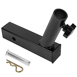 Universal Hitch Mount Flag Pole Holder Flagpole Bracket for Jeep Trailer Car Truck SUV RV Pickup Camper Fits Standard 2 inch Hitch Receivers with Anti-Wobble Screw Heavy Duty Black Powder (Single)