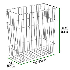 mDesign Metal Wall Mount Organizer Basket for Holiday Wrapping Paper Storage - Holder for Bow, Labels, Gift Bag, and Ribbon - Hang in Closet or Cabinet - Concerto Collection - Chrome