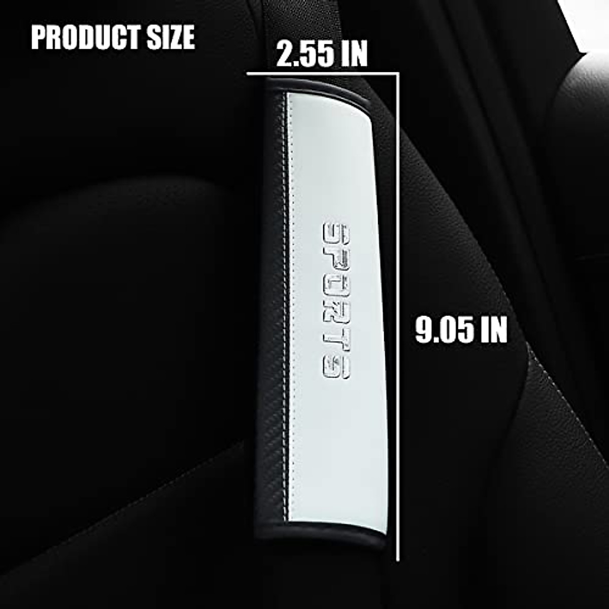 8sanlione 2PCS Auto Seat Belt Cover, PU Leather Car Shoulder Pads Strap for Comfortable Driving, Harness Cushion Protect Neck, Vehicle Interior Accessories Compatible with Adults Youth Kids (White)