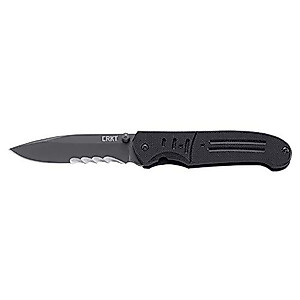 CRKT Ignitor EDC Folding Pocket Knife: Assisted Opening Everyday Carry, Serrated Edge Blade, Veff Serrations, Thumb Stud, Liner Lock, G10 Handle, Pocket Clip 6855
