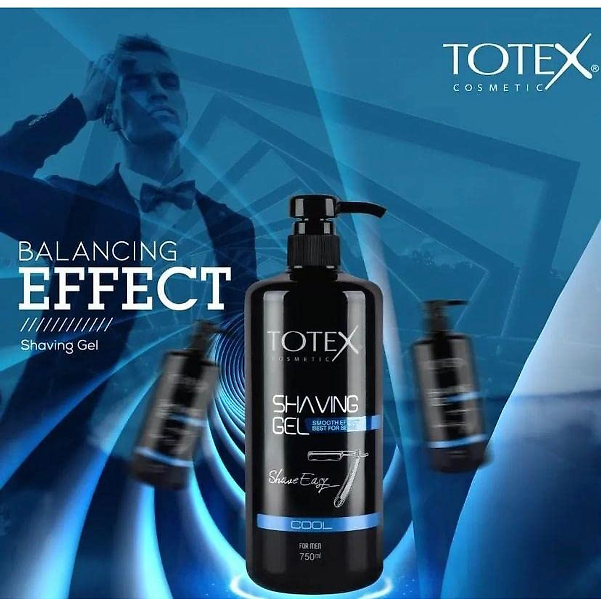 Totex Cool Shaving Shave Gel Professional Formula Sensitive Smooth Effect Best For Sense With Pump Easy Economical Use For Men & Women 750 ml