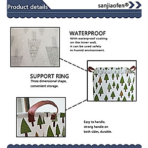 Sanjiaofen Square Woodland Storage bin, Nursery Basket,Collapsible Green Storage Box with Handles for Nursery Storage. (Square Tree)