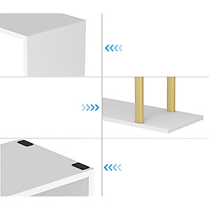 Yusong Geometric Bookcase, S Shaped Bookshelf 6-Tier Book Shelves for Bedroom, Modern Wood Decorative Display Shelf Tall Book Case for Home Office, Gold and White