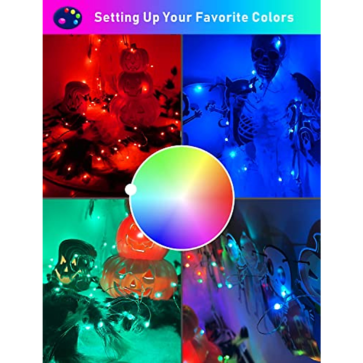 Probro Smart Fairy Lights, 66ft WiFi Dynamic Halloween Lights Work with Alexa Google Home RGB Color Changing Christmas Lights Outdoor 44 Modes Music Sync String Lights Bedroom for Halloween Christmas